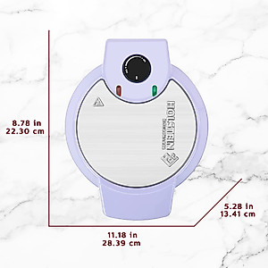 Holstein Housewares Waffle Maker with Non-Stick Coating, Lavender/Stainless Steel - Delicious Waffles in Minutes for Everyday Meals, 7-INCH