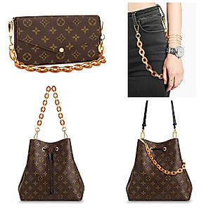 CHICECO Vachetta Leather Replacement Strap Set for Pochette Accessoires Little Pouch Speedy Nano Noe, Handbag Decoration Chain, Bag Accessories Charms (Beige)