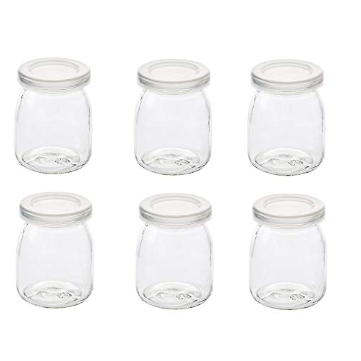 Dailydanny 6 Pcs Yogurt Pudding Jars Bottles With Plastic Lids Ideal for Jam, Honey, Wedding Favors, Shower Favors, Baby Foods (7 oz (200ml))