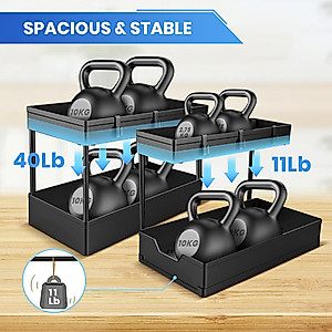 Under Sink Organizers and Storage, 3 Pack of 2-Tier Multi-Use Cabinet Organizers with Sliding Drawers, Hooks and Hanging Cups, Under Sink Organizers for Kitchen and Bathroom Home Organization(Black)