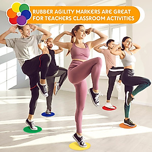 Tinideya 60 Pcs TPE Floor Spot Markers Floor Dots for Gym Flat Non Slip Spot Marker Dance Dot for Classroom Gym Sports Soccer Basketball Agility Training Field Marking Equipment(5 Inch)