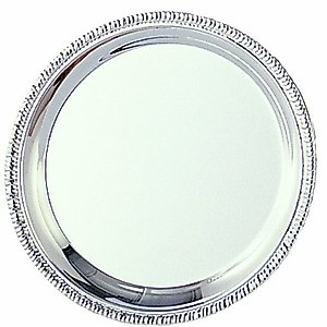 High Polished Stainless Steel Gadroon Tray, Serving Tray, 12" Diameter