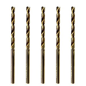 MAXTOOL No.43 5pcs Identical Jobber Length Drills Dia 0.089" HSS M35 Cobalt Twist Drill Bits Wire Gauge Numbered Golden Straight Drills; JBN35G10R43P5