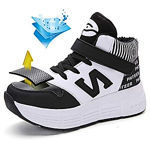 UGUHU Shoe with Wheels Automatic Retractable Technical Skateboarding Shoe Inline Skates Cross Trainers Roller Skate Shoes Wheels Shoes Motion Trainers Shoes for Boys Girls,Double-41