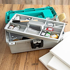 Sheffield 12671 13" Tackle Box, Fishing Gear Organizer for Fly Fishing, Flip-Up Lid, Lift-Out Tray, Stackable Storage, Made In USA