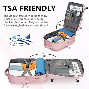 Snoffic Travel Backpack for Women, Large Carry On Backpack for Travel, Waterproof Backpack Personal Item, Backpack for Women, 17.3 Inch Laptop Backpack, College Bag Casual Daypack, Pink