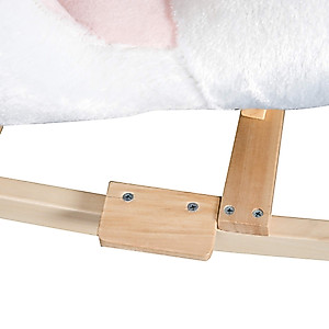 Qaba Kids Ride On Rocking Horse Plush Swan Style Toy with Music for Over 18 Months Children, White and Pink