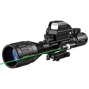 MidTen 4-16x50 AO Tactical Rifle Scope Dual Illuminated Optics & Illuminated Reflex Sight 4 Holographic Reticle Red/Green Dot Sight & Laser Sight