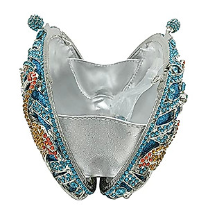 Elegant Flamingo Clutch Women Crystal Evening Purses and Handbags Luxury Wedding Party Bridal Rhinestone Bag (Mini,Blue)