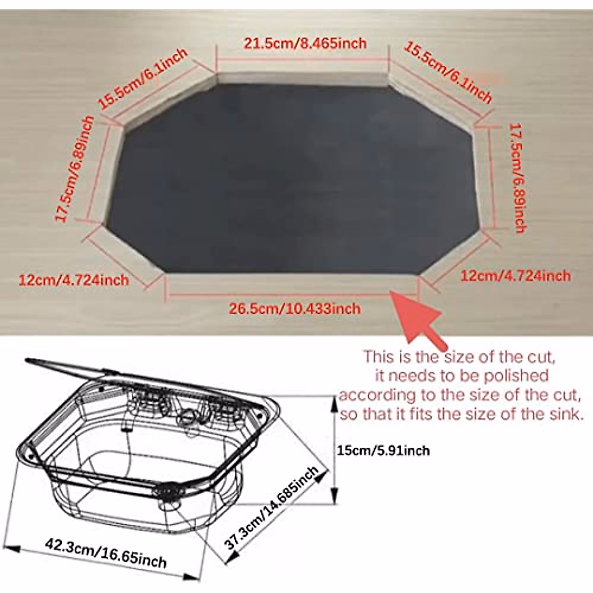 RV Sink Kitchen Bar Sink RV Stainless Steel Hand Wash Basin Sink with Folded Faucet Tempered Glass Lid Washbasin for Camper, Trailer, Caravan, RV, Home, Cafe, Bar, Boat