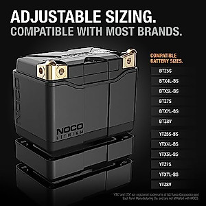 NOCO Lithium NLP5, Group 5, 250A Lithium LiFePO4 Motorcycle Battery, 12V 2Ah ATV, UTV, Jet Ski, 4 Wheeler, Quad, Riding Lawn Mower, Tractor, Scooter, PWC, Seadoo, Polaris and Generator Battery
