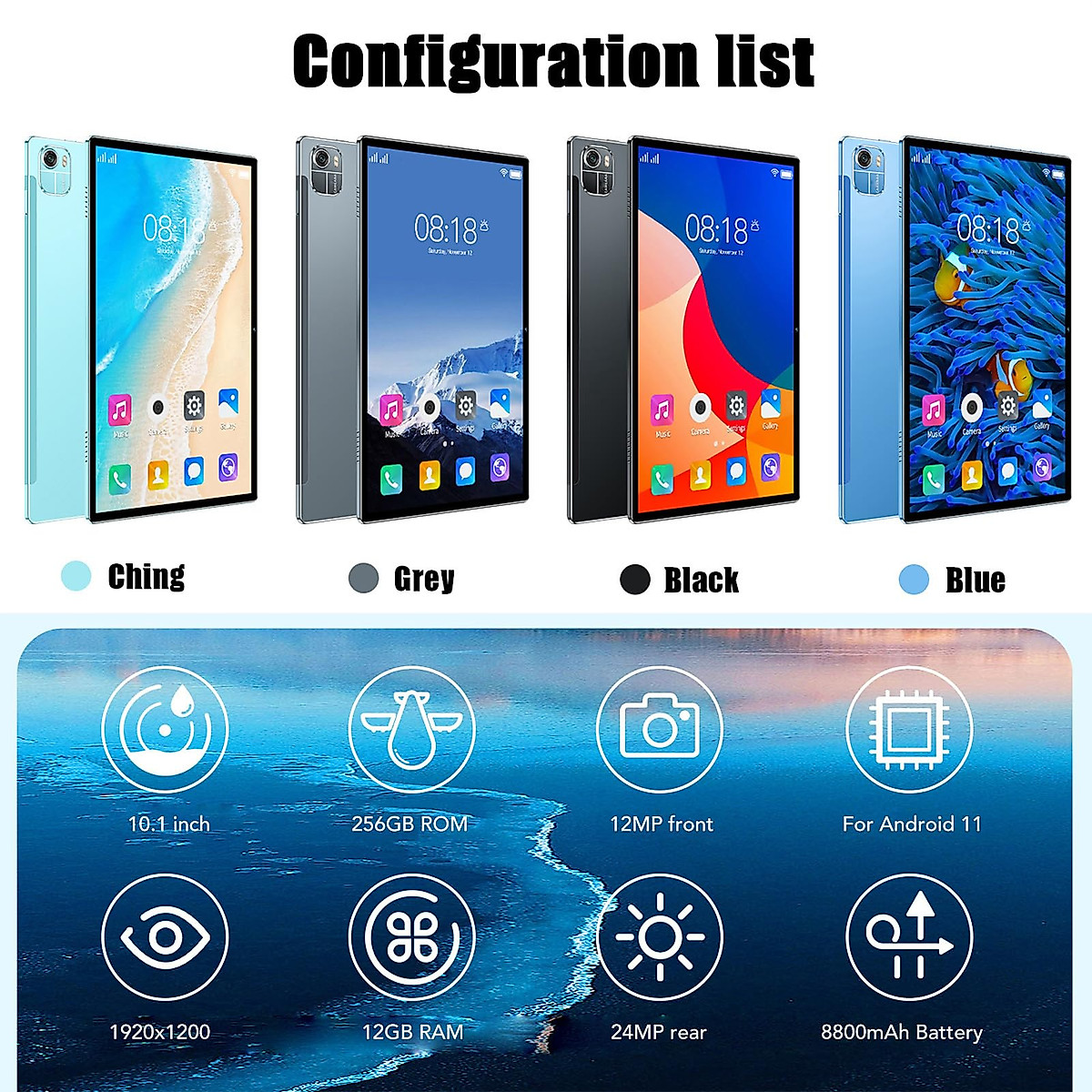 Haofy Business Tablet, 12GB 256GB Memory Dual Card Slots HD Tablet 4G LTE 5G WiFi 10.1 Inch with Earbuds for Travel (US Plug)