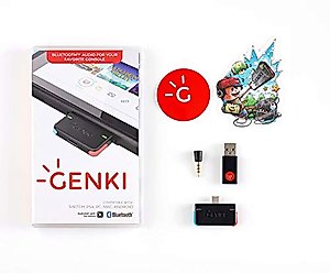 GENKI Audio Bluetooth 5.0 Adapter for Nintendo Switch/Switch Lite/PS4/PS5/PSVR2 - Compatible with All BT Headphones & Airpods, Low Latency with aptX Technology (Neon)