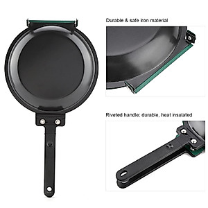 Double Sided Frying Pan, Non Stick Flip Folding Frying Pan Double Sided Ceramic Coated Frying Pan Non Stick Pan Heat Evenly On Both Sides for Pancakes Toasts Omelettes