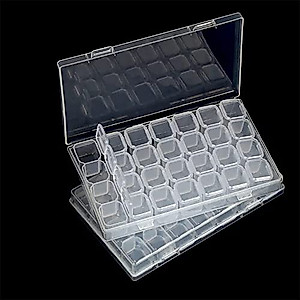 SULLMAR 3PCS 28 grids Rhinestone Box Diamond Picture Box Plastic Jewelry Storage Box Storage Container Gem Container Nail Tools Storage Box DIY Art Craft Nail Art Small Jewelry Bead Storage