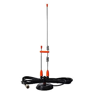 HYS Amateur Antennas Dual-Band VHF 144/UHF 430MHz Magnetic Base Mobile Antenna W/13 ft RG58 Coax Cable UHF-male/PL259 for Motorola Kenwood Midland SO239 Mobile Radios (Orange&Black)