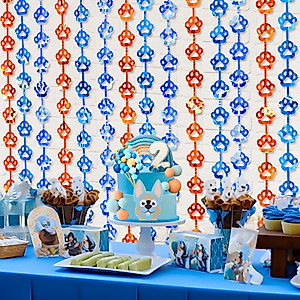 LOLStar Blue Dog Birthday Party Supplies, 2 Packs of 3.3X6.6 ft Orange Blue and Light Blue Dog Paw Foil Fringe Curtains,Blue and Orange Backdrop,Photo Booth Prop for Blue Dog Themed Party Decorations