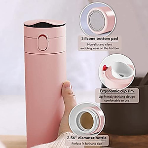 17PinHut Insulated Bottle Stainless Steel Vacuum Water Cup with Enamel Interior for Sports and Travel, 13.4 oz, Pink