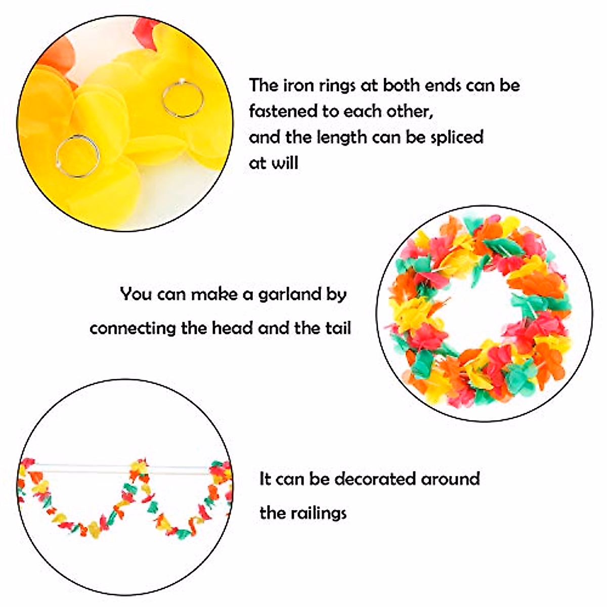 6 Pieces Long Tropical Flower Garland Multicolored Paper Tissue Garland Hawaiian Flower Garland for Luau Hawaiian Themed Party Supplies