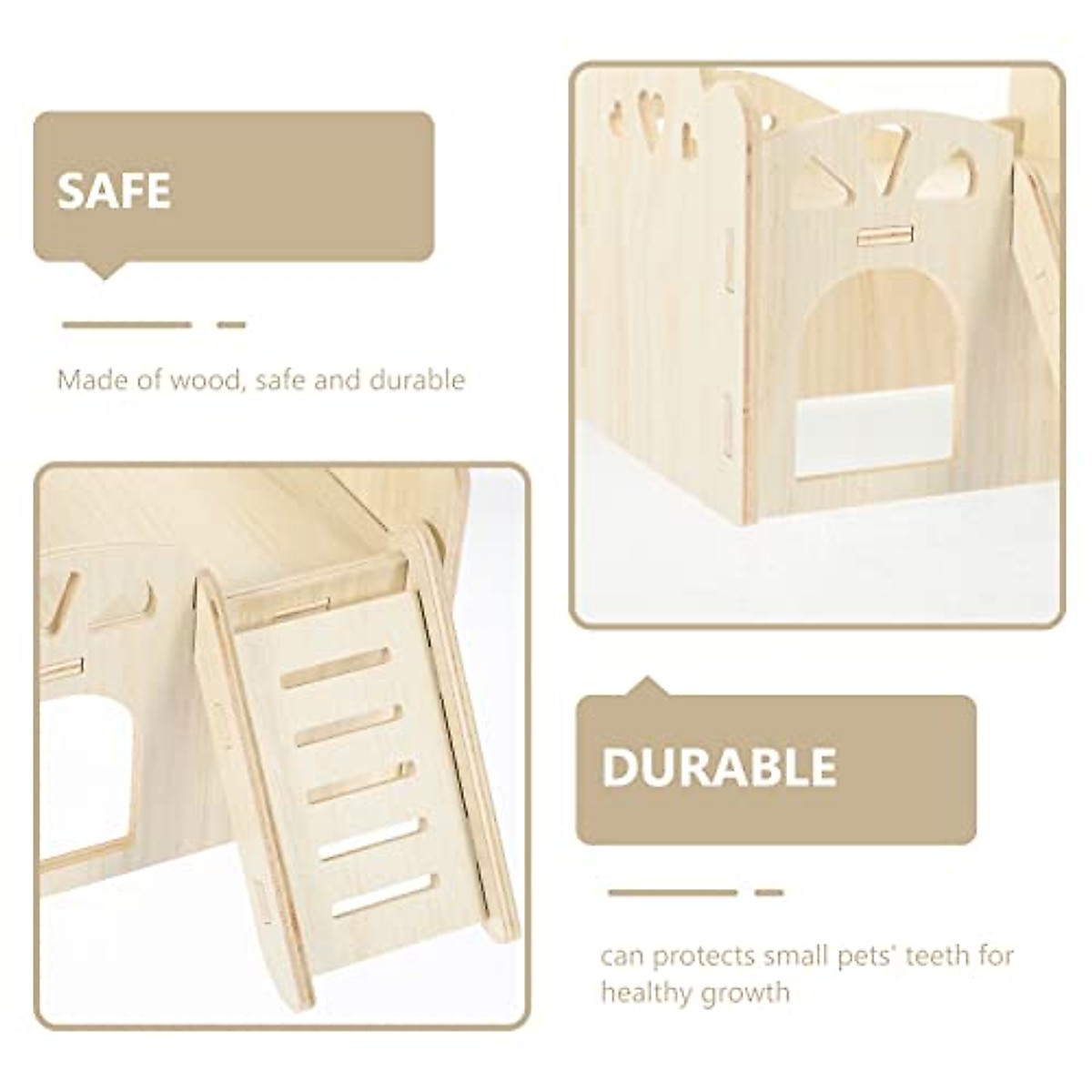 PATKAW 2 Pieces Small Animal House Wooden Hamster Nest Wooden Hamster Cage Small Animal Hideout Mouse Habitat Sleeping