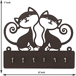 Cat Design Beautiful Key Holder for Wall Living Room Hanger Key Organizer Entryway Key Rack for Wall Décor, Living Room, Hall,Bedroom,Kitchen, and Office 6 Hooks_Brown 8 x 7 x 1.18 inches