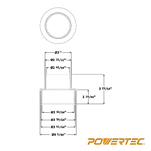 POWERTEC 70145V 4-Inch to 3-Inch Reducer, 1 PK