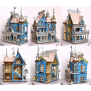 NWFashion Wooden Dream Dollhouse DIY Kits 3D Puzeele for Christmas Party Halloween House (Color Dream House)
