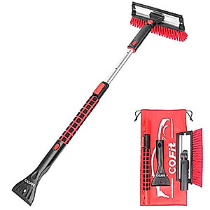 COFIT 47" Retractable Snow Shovel and 39" Snow Brush, Detachable and Extendable Snow Removal Telescoping Brush and Shovel for Car Auto Truck SUV Windshield