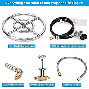 Stanbroil LP Propane Gas Fire Pit Stainless Steel Burner Ring Installation Kit, 12-inch
