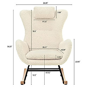 Morhome Upholstered Nursery Rocking Chair-Comfy Glider Rocker with Padded Seat, High Backrest, and Armrests for Living Room Bedroom Offices, Beige