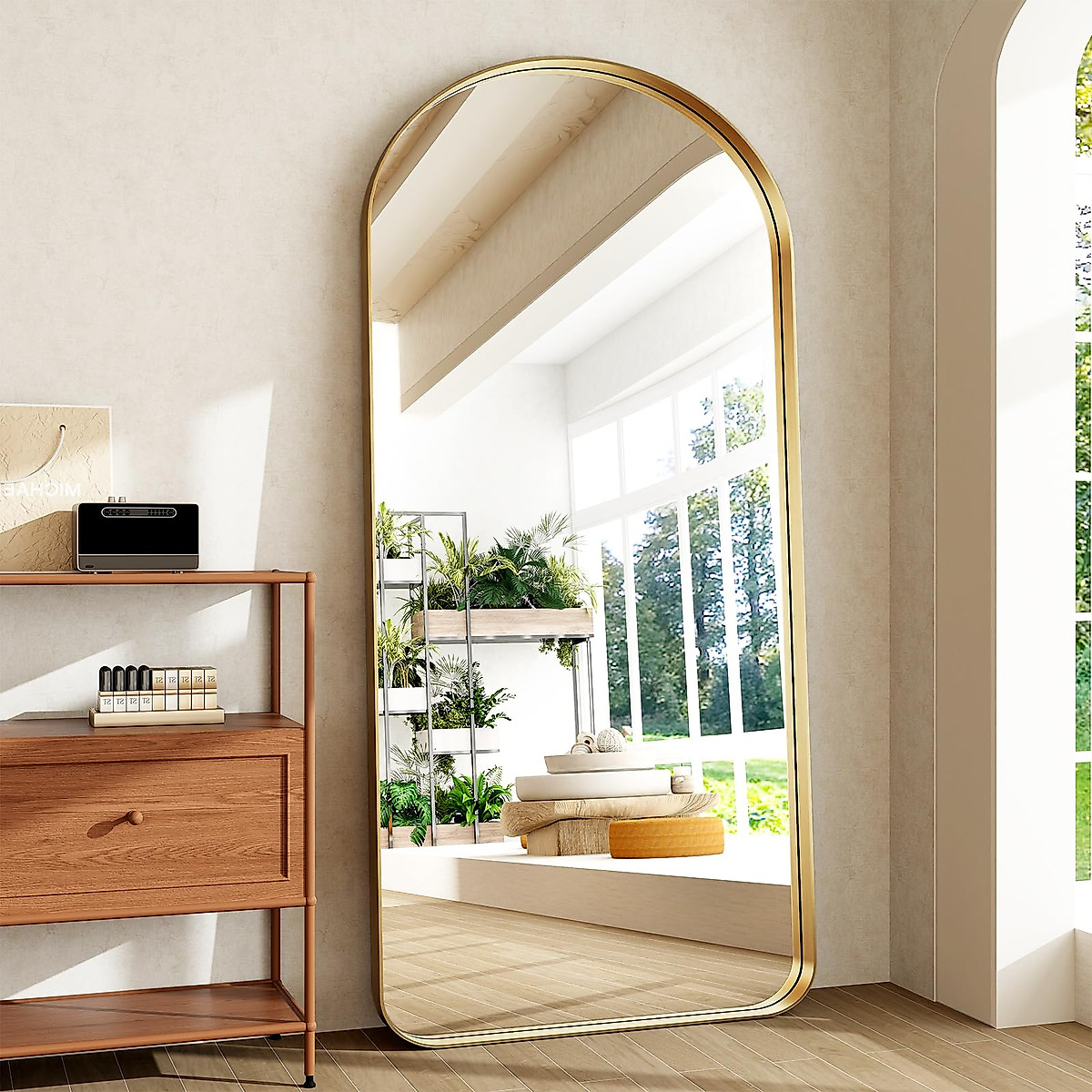 Easly 71"x30" Extra Large Arched Full Length Mirror - Leaning Mirror Arch Wall-Mounted Mirrors - Aluminum Alloy Frame Modern Simple Home Decor - for Living Room Bedroom Cloakroom