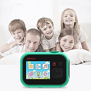 Boddenly Mini Cartoon Children's Camera,Rechargeable Electronic Camera,2 Inch IPS Display,Insertable 32G SD Card (Green, One Size)