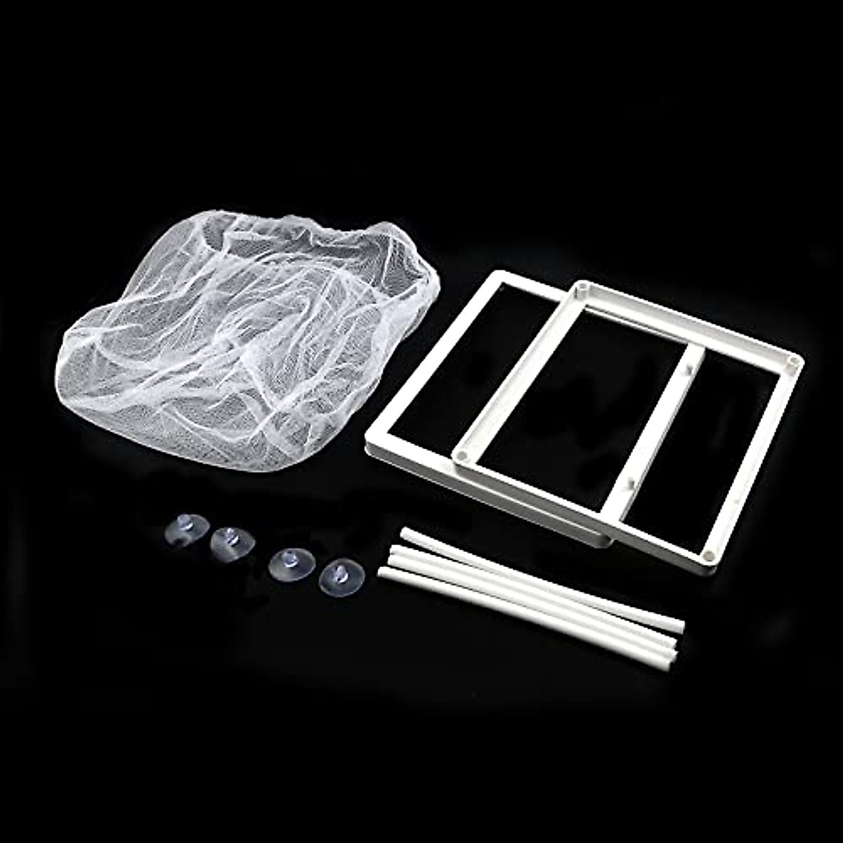 MY MIRONEY 6.3" x 5.63" x 6.22" Fish Incubator Mesh Box Aquarium Fish Breeder Box White Nylon Mesh Juvenile Fish Separation Net Fish Fry Hatchery with Suction Cups Pack of 2