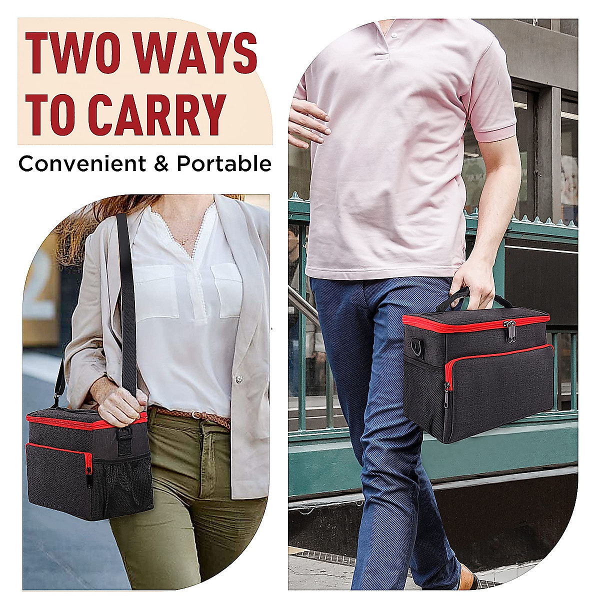 EASYFUN Adult Lunch Box for Men & Women Insulated Large Lunch Bag with Adjustable Shoulder Strap, Leak Proof Reusable Lunch Cooler Tote Bag