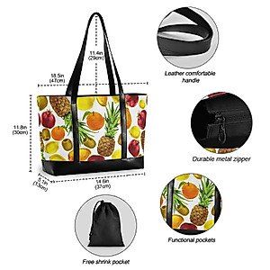 Watercolor Fruits Laptop Tote Bag for Women Work Travel Bag Canvas Teacher Tote Bags Handbags Purse with Fashion Zipper