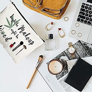 NC Funny Leaf Makeup Cosmetic Bag,Makeup Brushes Toiletry Jewelry Travel Accessories Organizer Zipper Pouch,Birthday Gift for Women Stoner Friend Sister Colleague Auntie