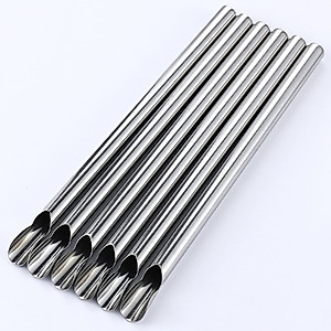 6PCS Reusable Straws Smoothie Drinking Straws 0.5" Wide, Bulckrew Stainless Steel Straw for Milkshake, Smoothies, Ice Cream Sundaes, Frozen Drink with 2 Cleaner-Silver