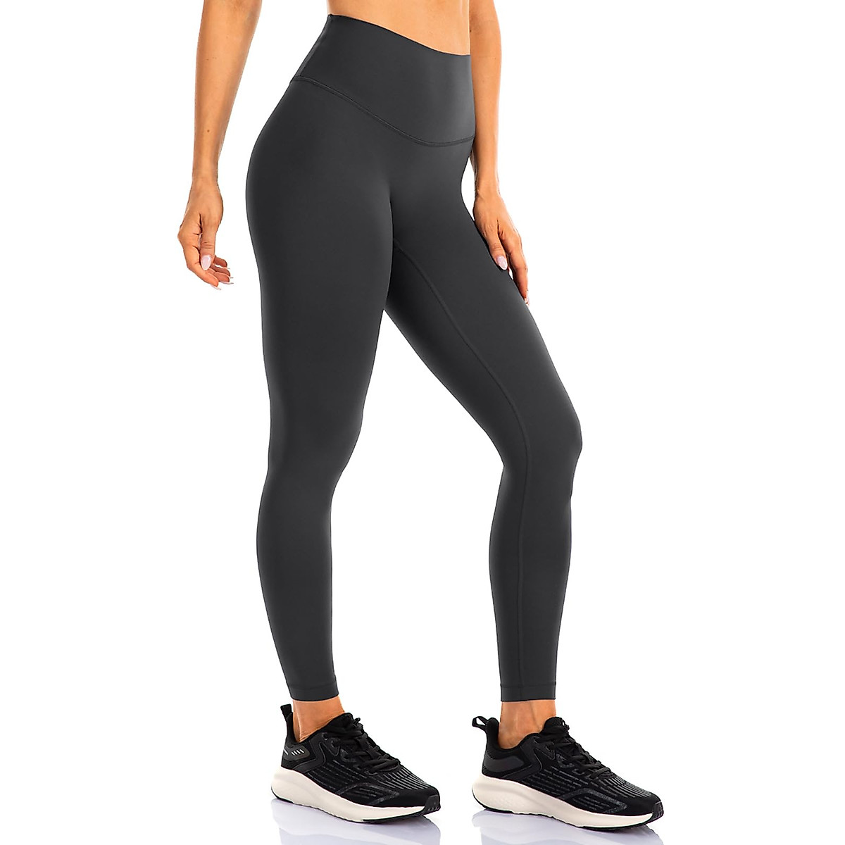 Ukaste Women's Studio Essential High-Rise Yoga Leggings 25" - Soft Stretch Workout Active Tights Pants (Graphite Gray, 4)