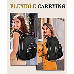 17 Inch Laptop Backpack Women, TSA Large Travel Computer Bag with USB Charging Port, Water Resisatnt Anti-Theft Work Business College School Bookbag, Fashion Crocodile Tote Purse for Girls, Nurse