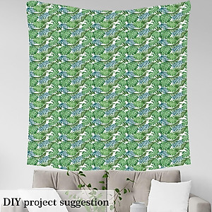 Feelyou Tropical Leaves Fabric by The Yard,Botanical Palm Leaf Pattern Hawaiian Island Upholstery Fabric for Chairs Sofa Couch,Leaf Branches Nature Theme Outdoor Fabric Waterproof,3 Yards,Green Blue