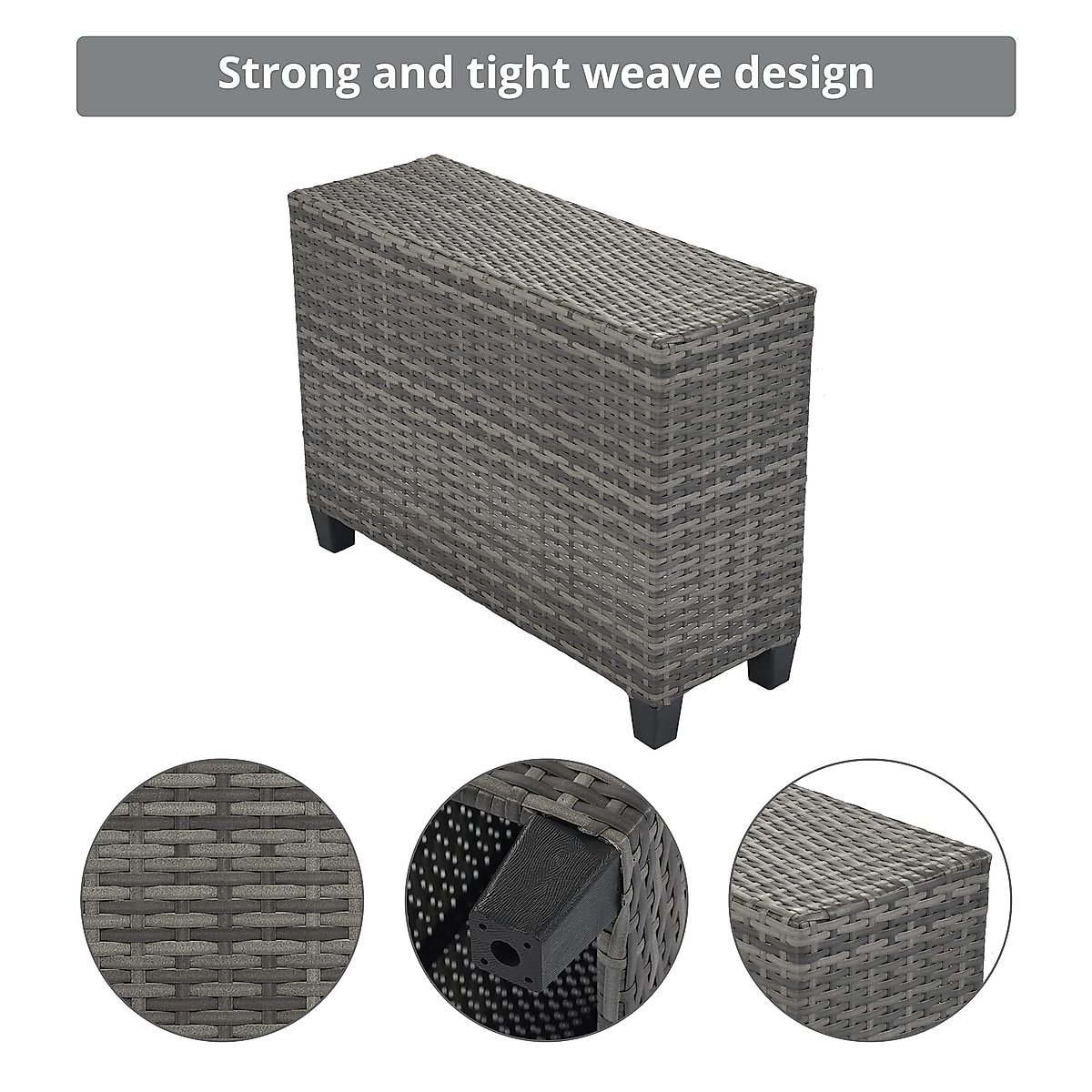 Merax 8-Pieces Outdoor Wicker Round Sectional Curved Sofa Set with Rectangular Coffee Table, PE Rattan Water-Resistant and UV Protected, Movable Cushion, Half-Moon Style, Grey_8Pcs