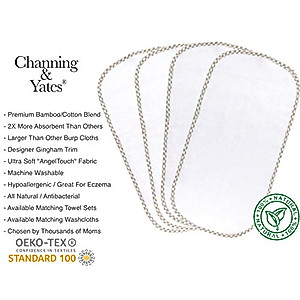 Channing & Yates - Premium Boutique Organic Burp Cloths (4-Pack) Large Face Washcloths - Baby Burp Cloths for Eczema - Thick 22 x 11in - Boutique Baby Must Haves (Beige)
