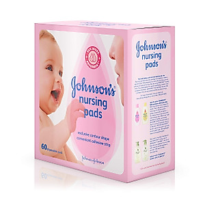 Johnson's Disposable Nursing Pads with Natural Cotton, Super Absorbent, Comfortable, and Breathable, Natural Contour Shape, 60 ct ( Pack of 2)