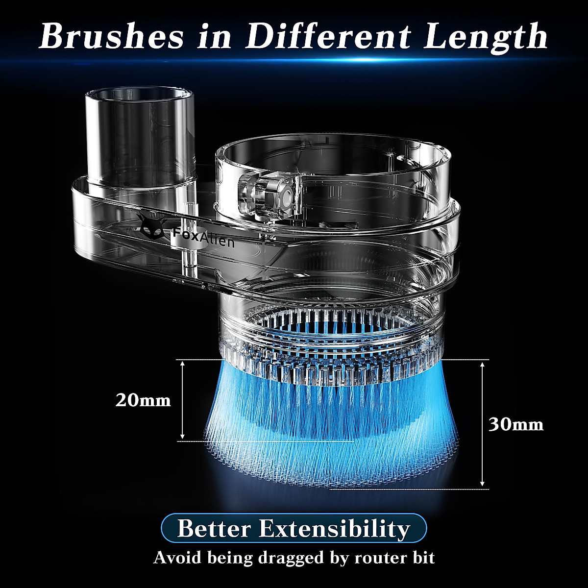 FoxAlien 69mm Diameter Dust Shoe for CNC Router Machine, Compatible with 52mm Spindle Motor and 65mm Router, Hose Diameter 38mm