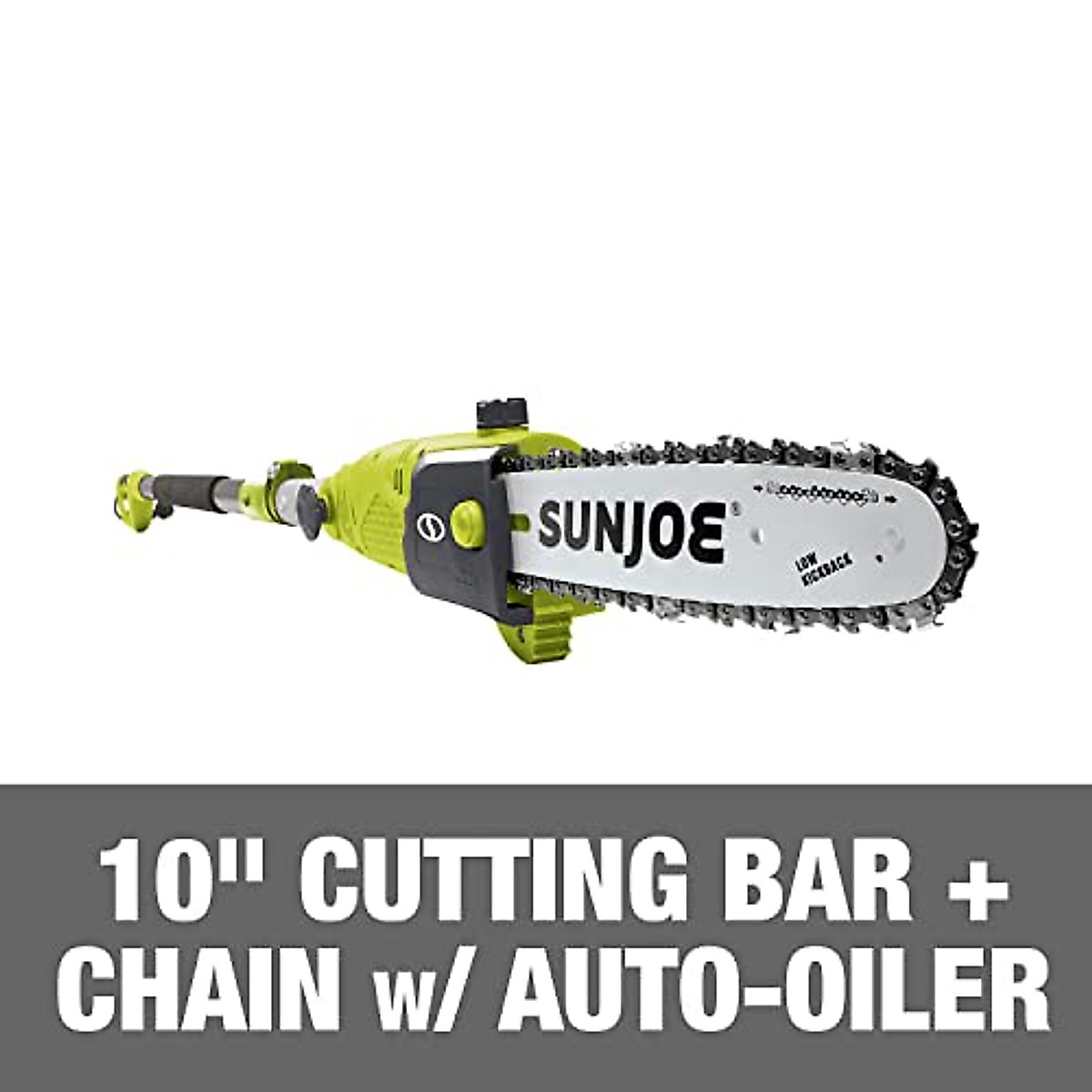 Sun Joe SWJ803E 10 inch 8.0 Amp Electric Multi-Angle Pole Chain Saw, Green
