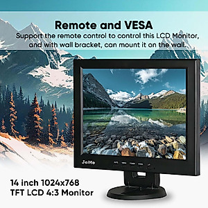 JaiHo 15 Inch LCD Monitor Display - 1024x768 Resolution HDMI PC Monitor Color Screen, Home Security Monitor with VGA/HDMI/BNC/AV/USB Earphone Input, Built-in Dual Speakers