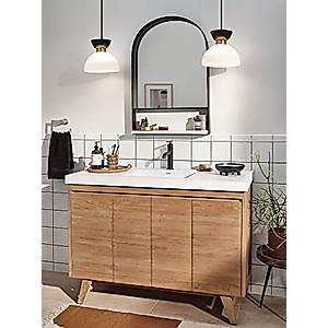 Moen Gibson Matte Black One-Handle Single Hole Modern Bathroom Sink Faucet with Optional Deckplate, Bathroom Faucets for Sink 1-hole Deck Mounted Setup, 6145BL