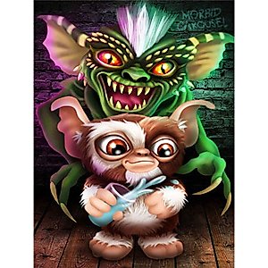 DIY 5D Full Drill Diamond Painting Kits for Adults Kids, Crystal Rhinestone Diamond Embroidery Paintings Arts Craft Home Wall Decor (Gremlins, 11.8 x 15.8 Inch)