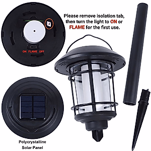 Dynaming 6 Pack Solar Flame Torch Lights Outdoor, Dual Use Flickering Purple Flame Garden Light, Hanging Lantern, Auto On/Off & Waterproof Halloween Lighting for Lawn Patio Yard Walkway Driveway