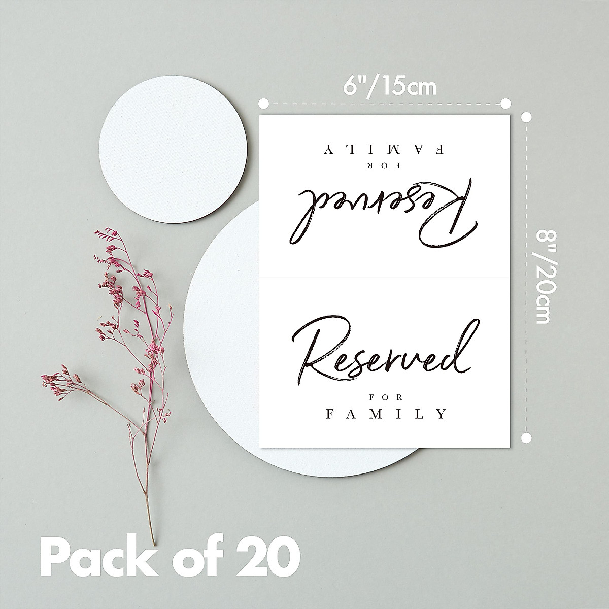 20 PCS Reserved Signs, Tented Table Place Cards for Wedding Reception, Engagement Party, Rehearsal Dinner, Anniversary Party or Any Events (6” x 4”)